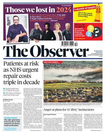 The Observer (UK) Front Page for 29 December 2024 | Paperboy Online ...
