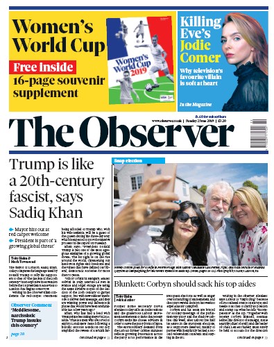 The Observer (UK) Front Page for 2 June 2019 | Paperboy Online Newspapers