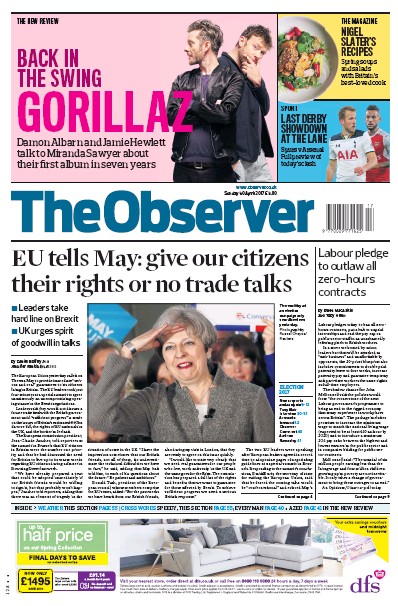 The Observer (UK) Front Page for 30 April 2017 | Paperboy Online Newspapers