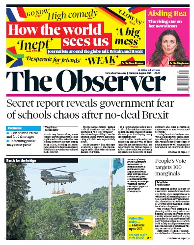 The Observer (UK) Front Page for 4 August 2019 | Paperboy Online Newspapers