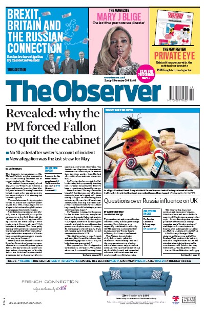 The Observer (UK) Front Page for 5 November 2017 | Paperboy Online ...