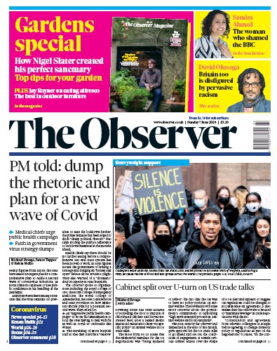 The Observer (UK) Front Page for 7 June 2020 | Paperboy Online Newspapers