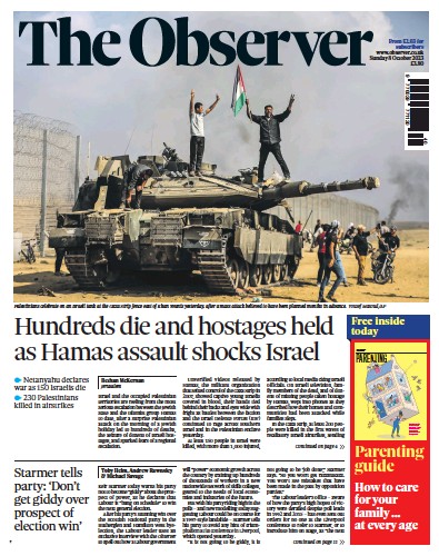 The Observer (UK) Front Page for 8 October 2023 | Paperboy Online ...