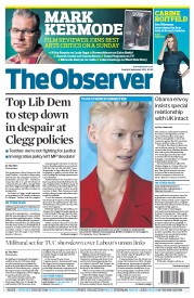 The Observer (UK) Front Page for 8 September 2013 | Paperboy Online ...