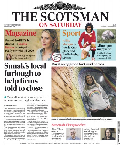The Scotsman (UK) Front Page for 10 October 2020 | Paperboy Online ...