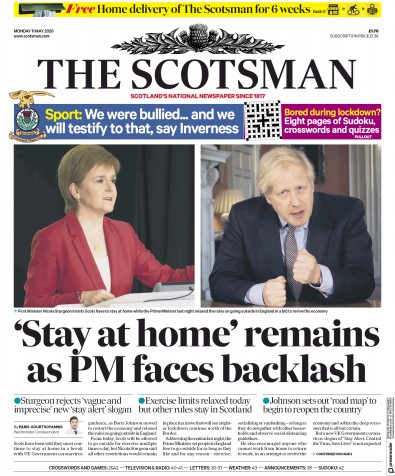 The Scotsman (UK) Front Page for 11 May 2020 | Paperboy Online Newspapers