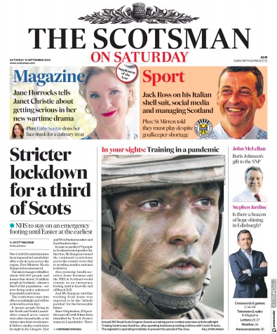 The Scotsman (UK) Front Page for 12 September 2020 | Paperboy Online ...
