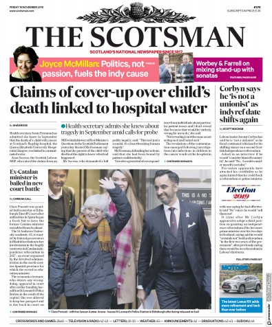 The Scotsman (UK) Front Page for 15 November 2019 | Paperboy Online ...