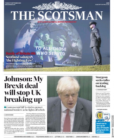 The Scotsman (UK) Front Page for 15 September 2020 | Paperboy Online ...