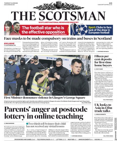 The Scotsman (UK) Front Page for 18 June 2020 | Paperboy Online Newspapers
