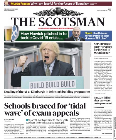 The Scotsman (UK) Front Page for 1 July 2020 | Paperboy Online Newspapers
