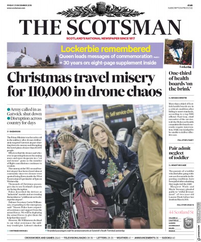 The Scotsman (UK) Front Page for 21 December 2018 | Paperboy Online ...