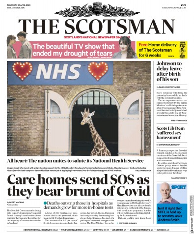 The Scotsman (UK) Front Page for 30 April 2020 | Paperboy Online Newspapers