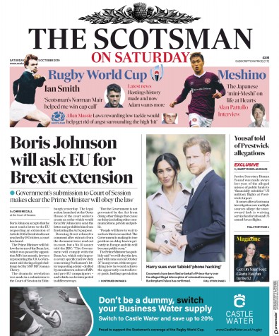 The Scotsman (UK) Front Page for 5 October 2019 | Paperboy Online ...