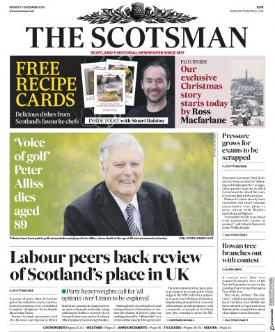 The Scotsman (UK) Front Page for 7 December 2020 | Paperboy Online ...