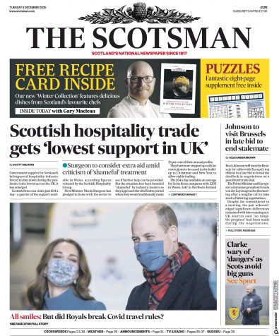 The Scotsman (UK) Front Page for 8 December 2020 | Paperboy Online ...