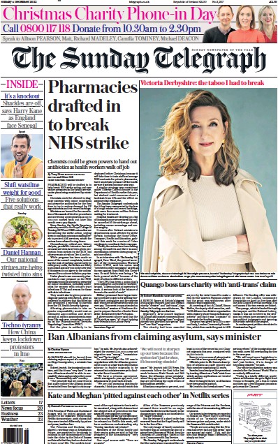 The Sunday Telegraph (UK) Front Page for 4 December 2022 | Paperboy ...
